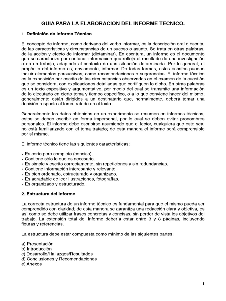 Guia para La Elaboracion Del Informe Tec | PDF | Información Guia para La Elaboracion Del Informe Tec | PDF | Información