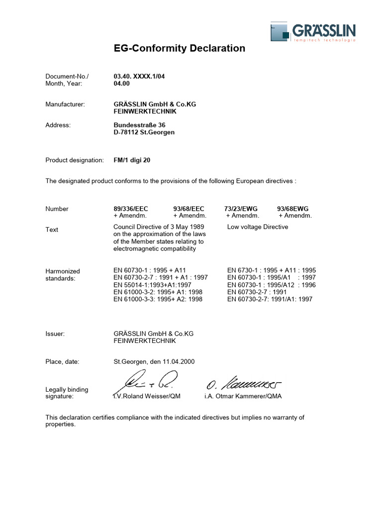 EG-Conformity Declaration | PDF | Technology & Engineering