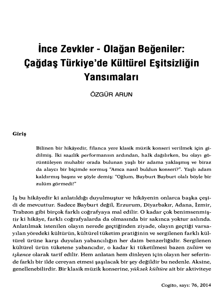 Hafta 7. Ozgur Arun - Ince Zevkler | PDF