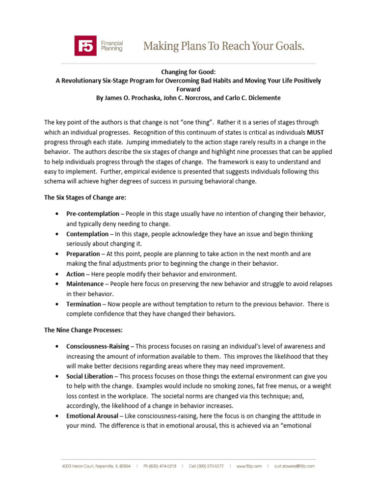 Six Stages of Change Explained | PDF | Feeling | Behavior