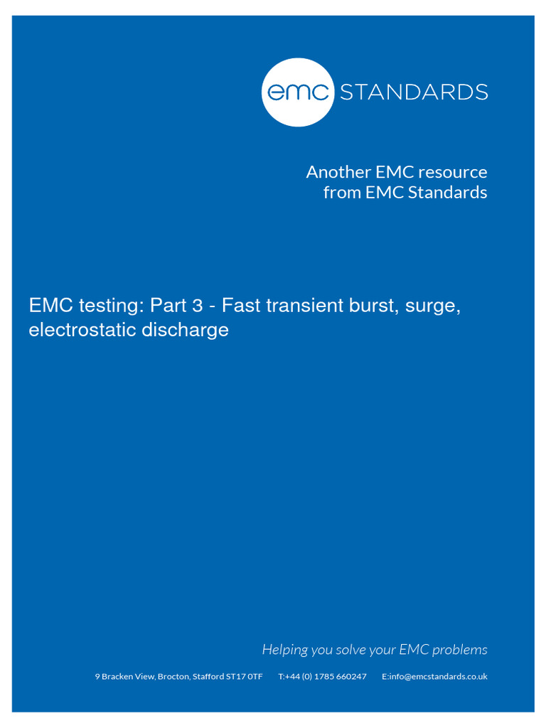 EMC Testing - Part 3 - Surge Immunity, EFT, ESD | PDF | Electromagnetic ...
