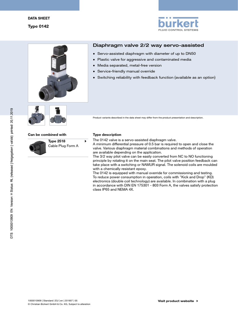 Burkert DS 0142 201911 EN EXT | PDF | Valve | Electrical Connector