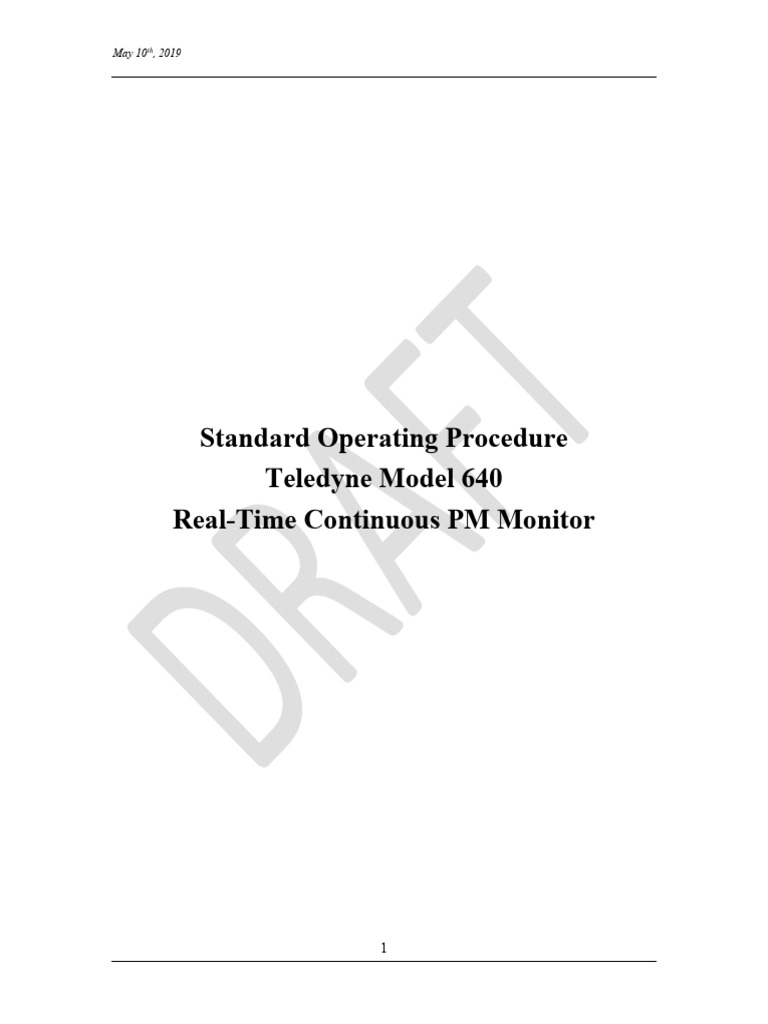 Teledyne T640 PM Monitor SOP Guide | PDF | Flow Measurement | Particulates