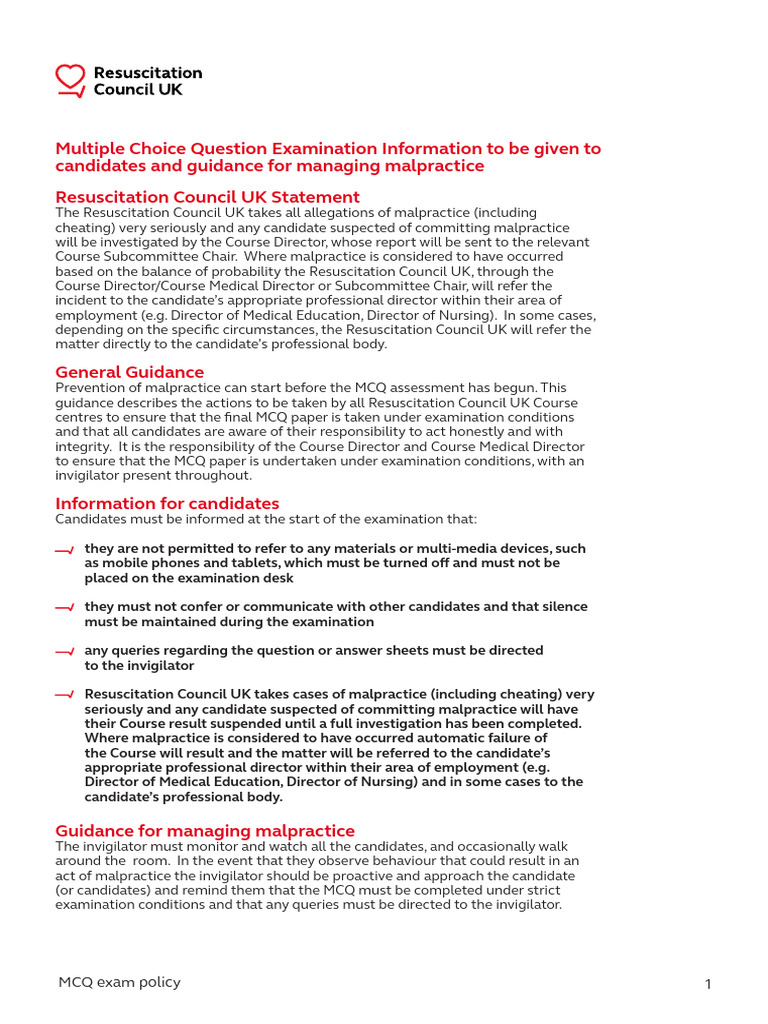 MCQ Examination Policy | Download Free PDF | Multiple Choice
