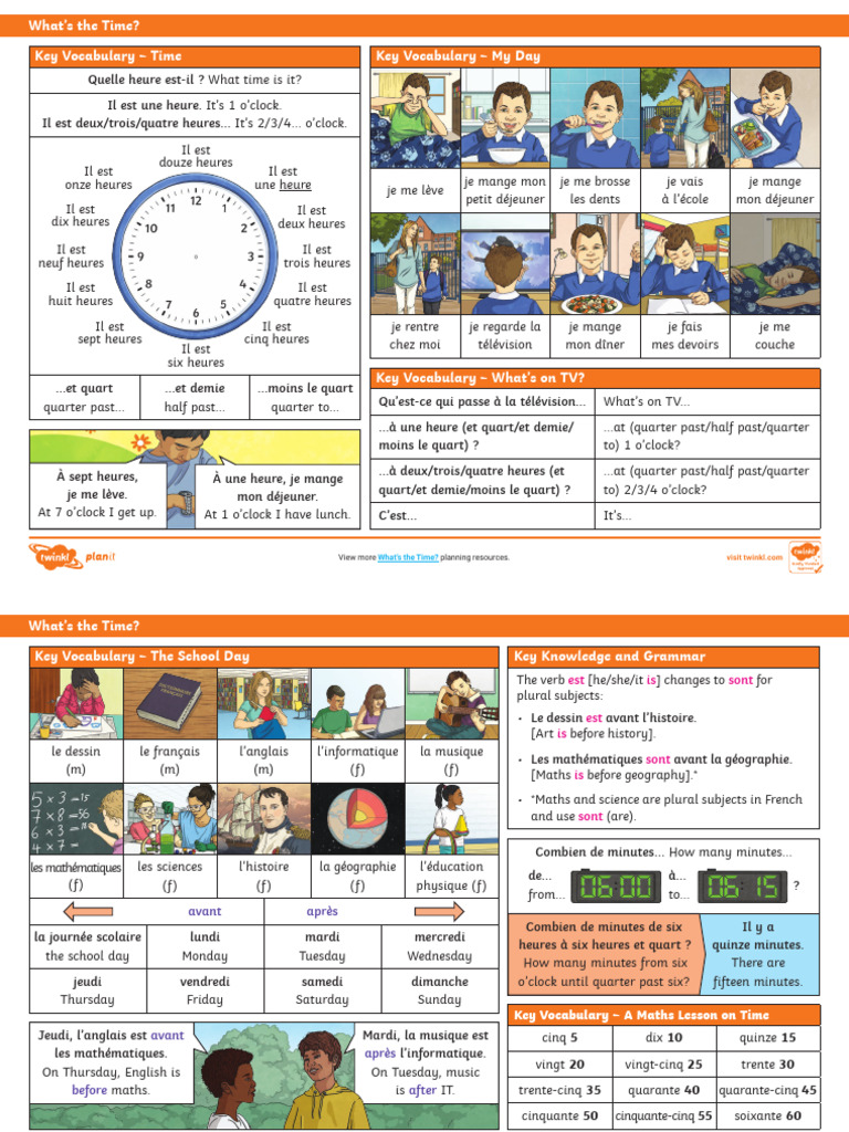 Heure en français : vocabulaire essentiel | PDF | Science
