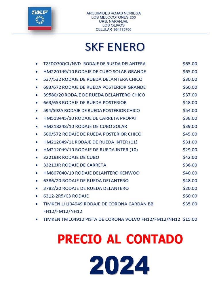 SKF Enero 2024 | PDF | Hogar, jardinería y bricolaje