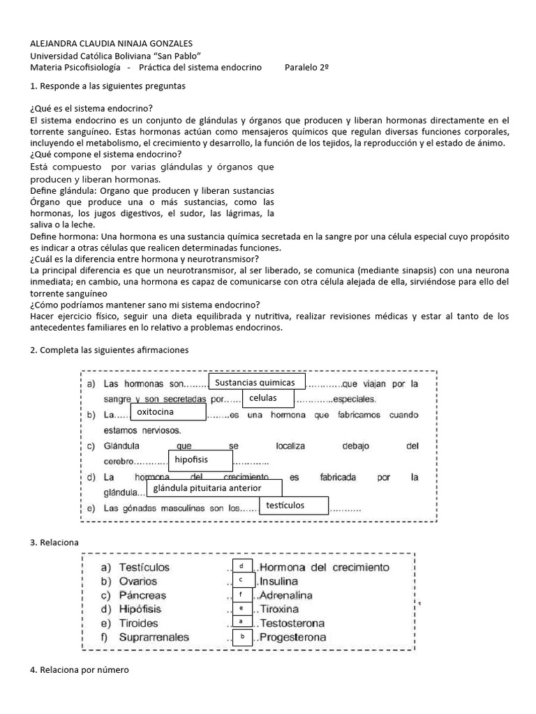 Practica Psicofisiologia Ale | PDF | Sistema endocrino | Hormona