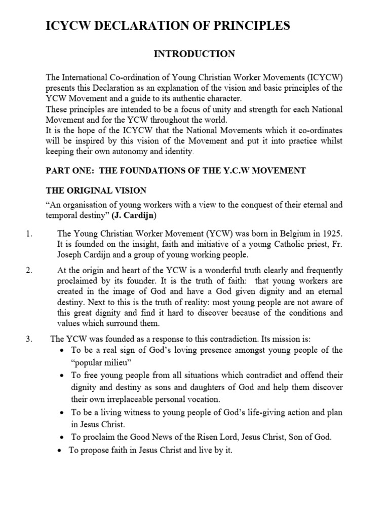 Understanding YCW Principles and Vision | PDF | Faith | God
