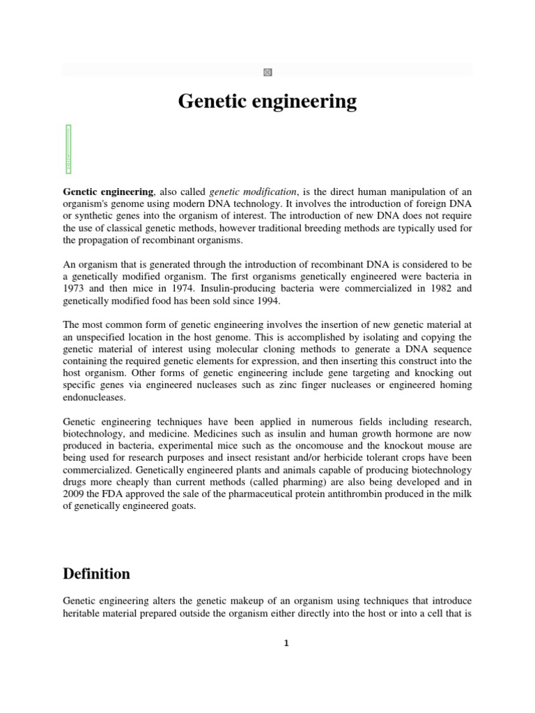 Genetic Engineering Overview | PDF | Genetic Engineering | Genetically Modified Organism