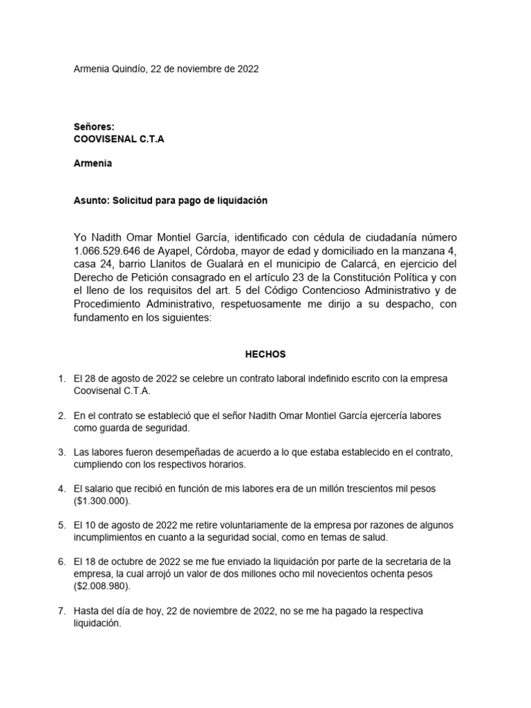 DERECHO DE PETICION. Nadith | PDF | Petición | Justicia