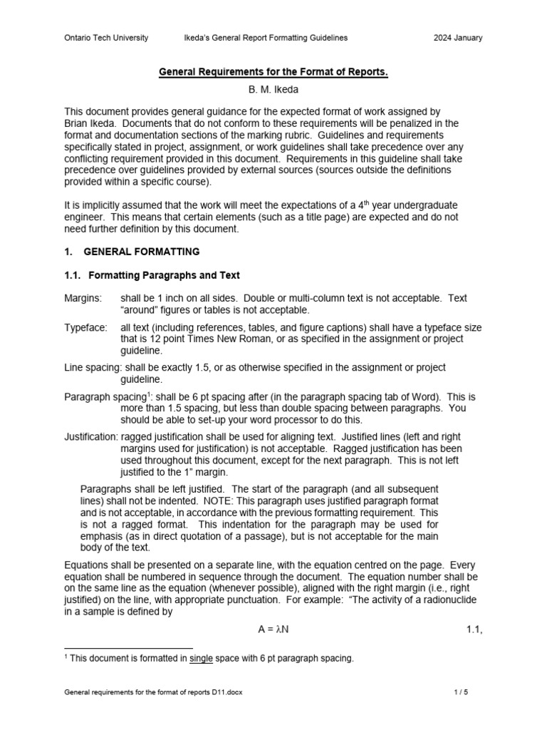 General Requirements For The Format of Reports D11 | PDF | Citation ...