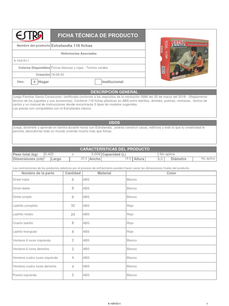 Ficha Tecnica Estralandia-116-Fichas | PDF | Ácido | El plastico