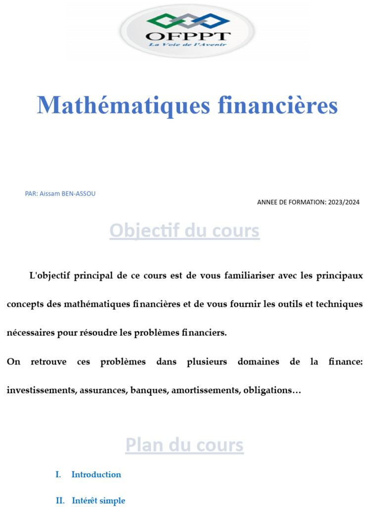 Mathematiques Financieres | PDF | Effet de commerce | Prêts