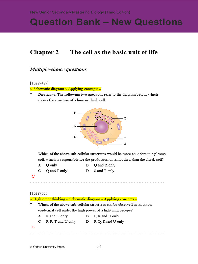 Bio Question Bank | Download Free PDF | Endoplasmic Reticulum | Cell ...