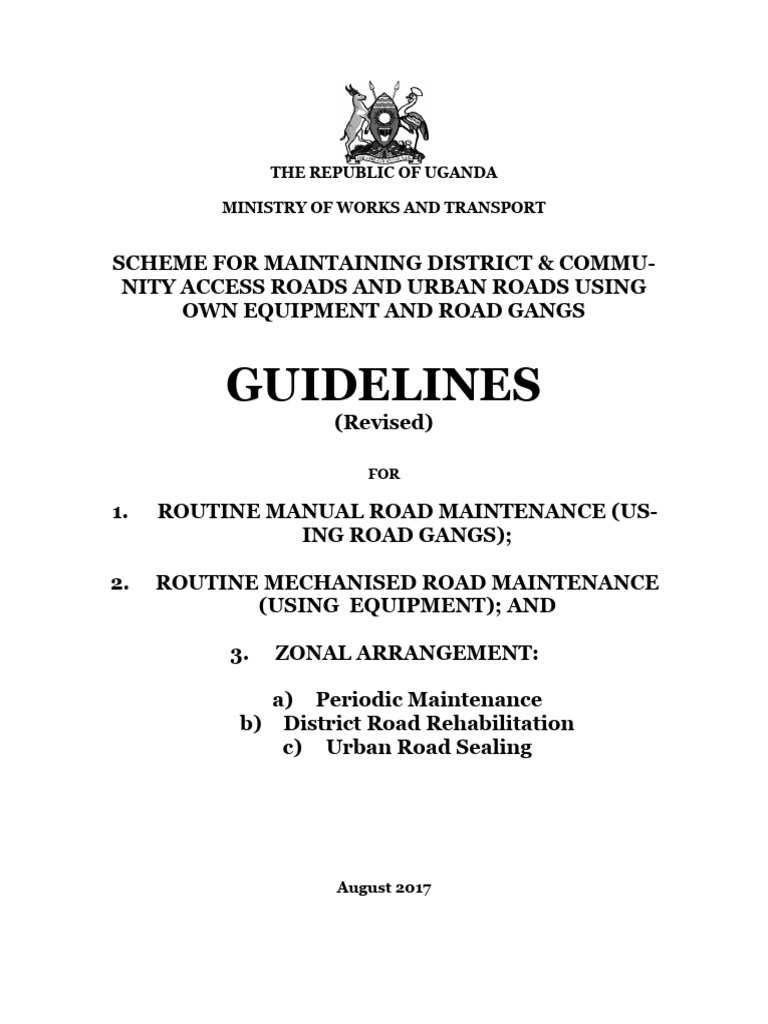 Force Account GUIDELINES - MoWT - 2017 | PDF | Road | Erosion