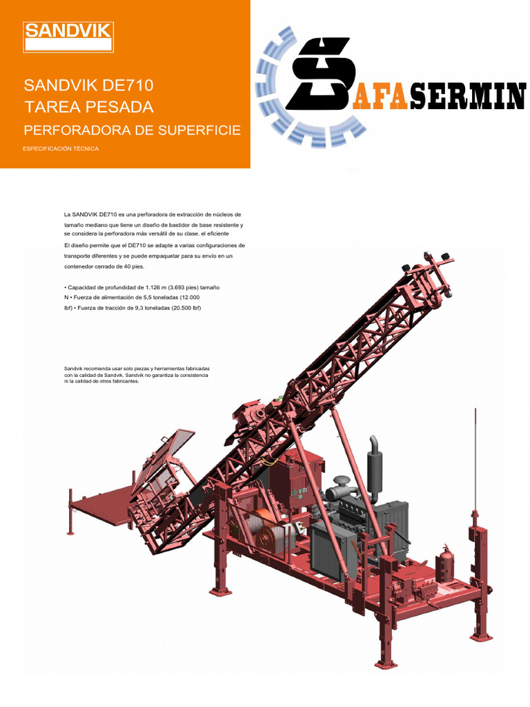 Perforadora Sandvik DE710: Especificaciones | PDF | Camión | Perforación
