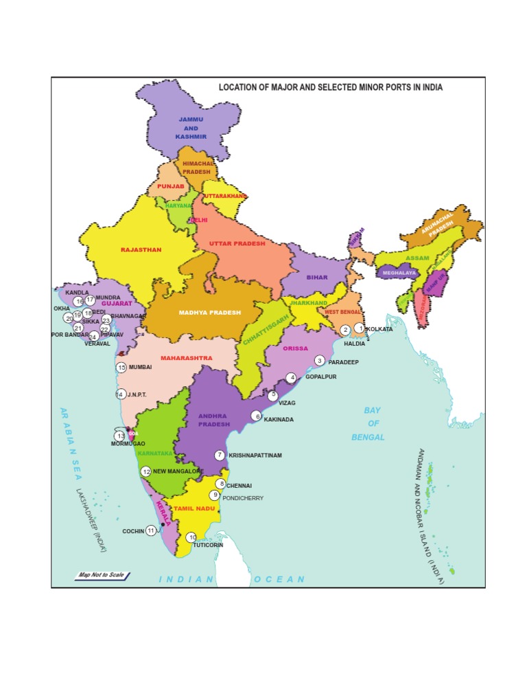 Major Ports of India Map | PDF