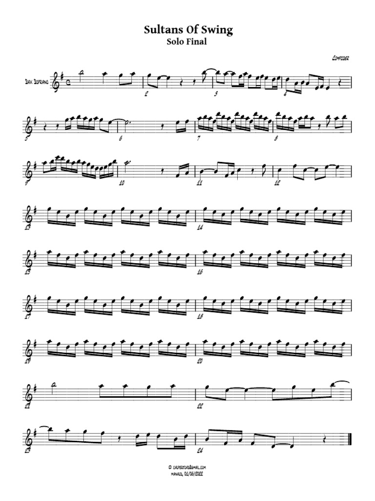 solo Sultans Of Swing - Sax Soprano | PDF