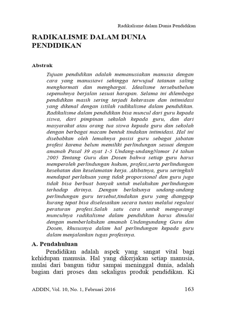 Essay Radikalisme-Dalam-Dunia-Pendidikan | PDF | Sains & Matematika