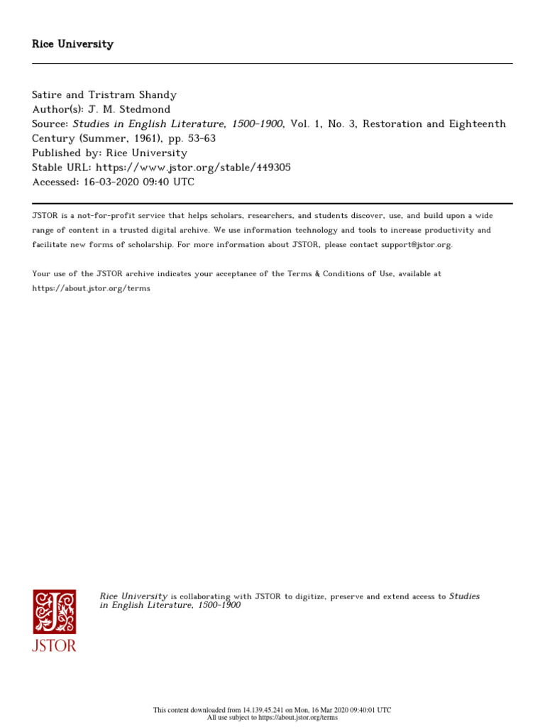 Essay On Tristram Shandy For BA (H) English 2nd Year | PDF | Laurence ...