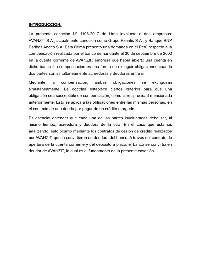 Compensación Bancaria en Casación 1106-2017 | PDF | Bancos | Justicia
