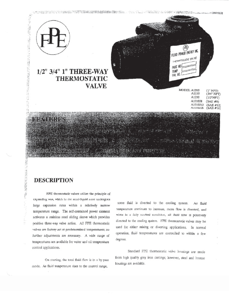 Thermostatic Valve | PDF