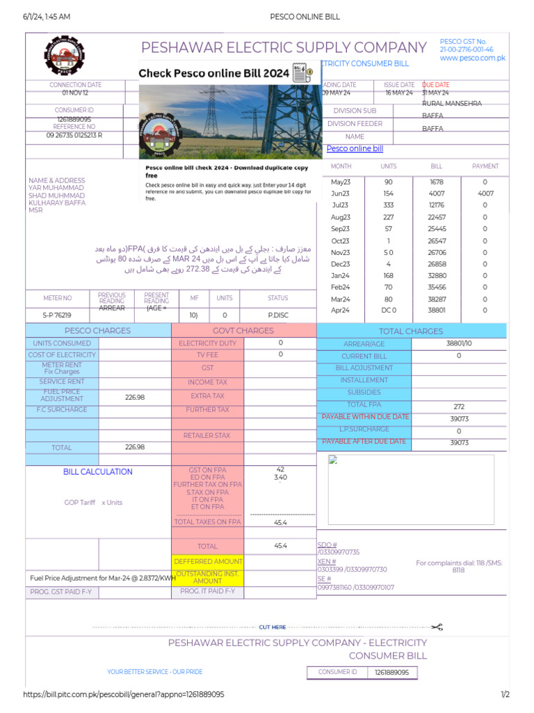 Pesco Online Bill 2 PDF | PDF | Taxes | Value Added Tax