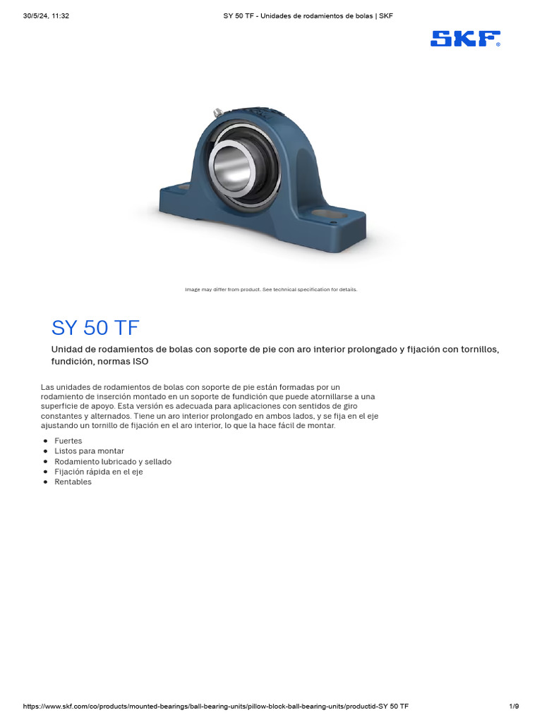 SY 50 TF - Unidades de Rodamientos de Bolas - SKF | PDF | Tornillo | Red mundial