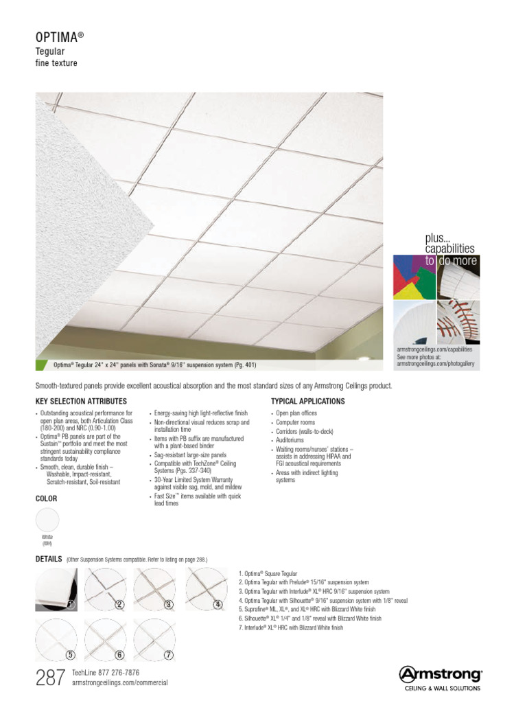 Ficha Tecnica Baldosa Optima - Armstrong | PDF | Green Building ...