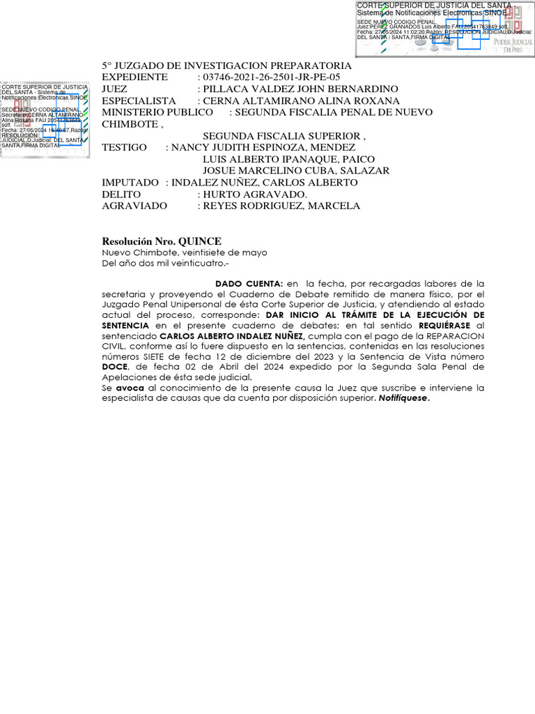 Exp. 03746-2021-26-2501-JR-PE-05 - Resolución - 91935-2024 | PDF ...