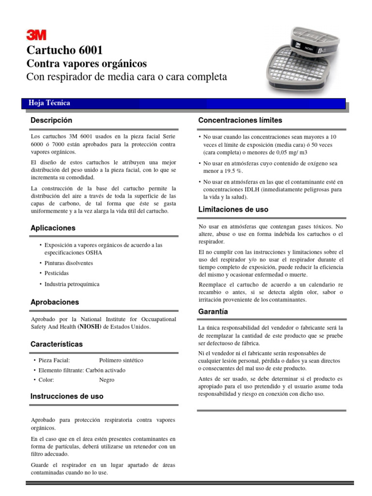 Cartucho 6001: Con Respirador de Media Cara o Cara Completa | Descargar ...