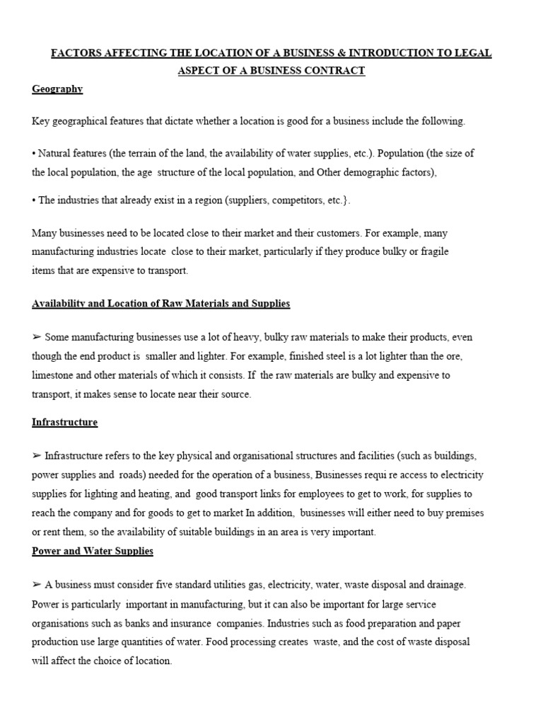 Business Location Factors & Legal Contracts | PDF | Loans | Collateral ...