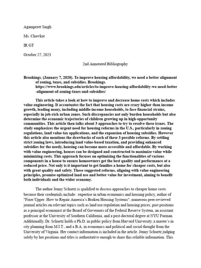 Annotated Bibliography 2 | PDF | Taxes | Subsidy