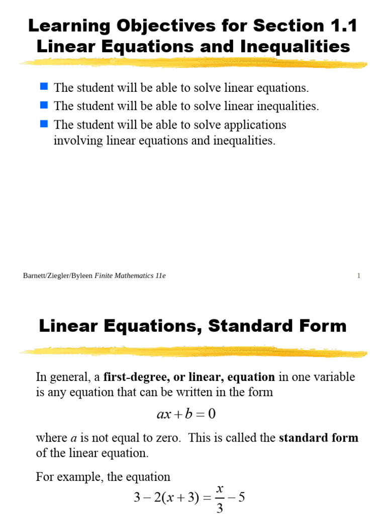 ch1 1 | Download Free PDF | Equations | Inequality (Mathematics)