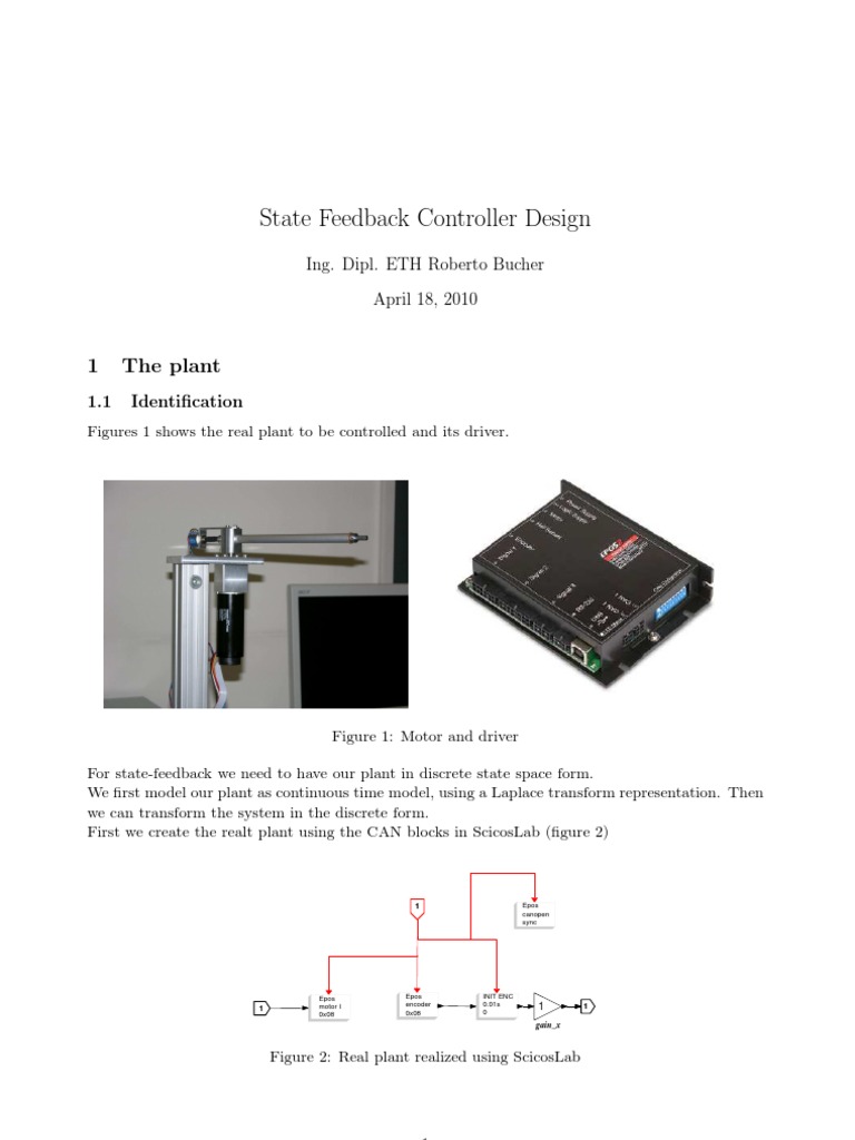 State Feedback Controller Design: 1 The Plant | PDF | Signal ...