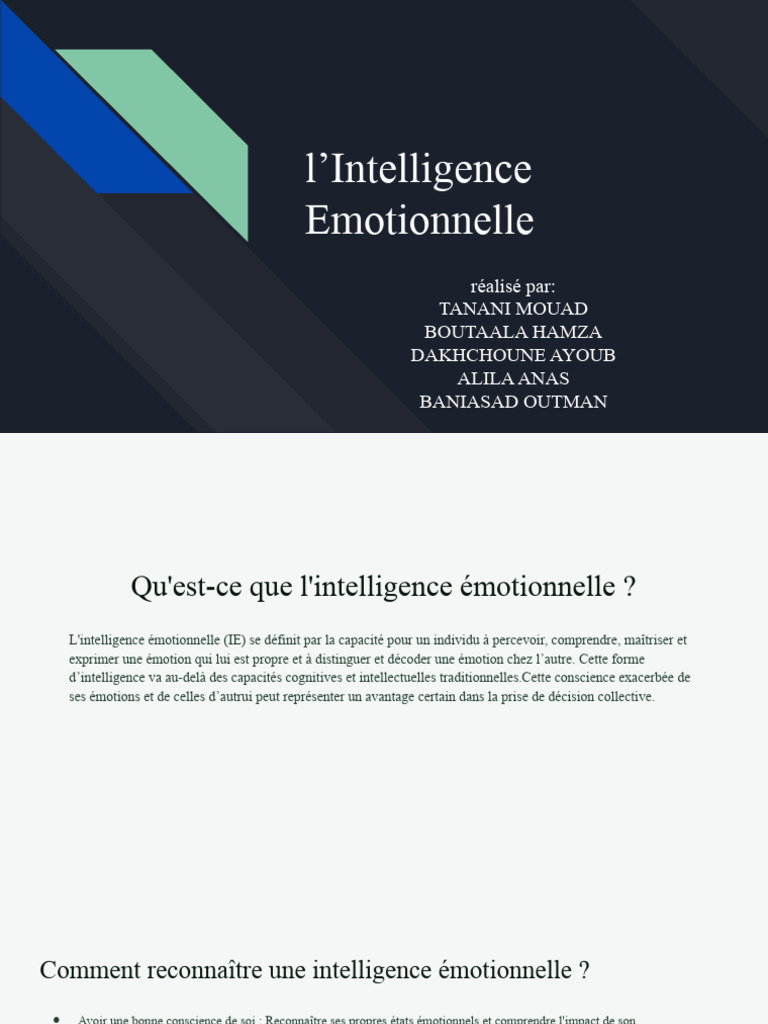 Présentation Groupe Ge604 | PDF | Intelligence émotionnelle | Émotions