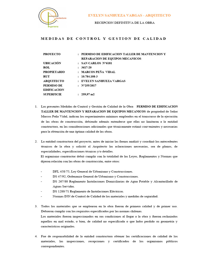 Medidas de Control San Carlos 6181 | PDF | Arquitecto