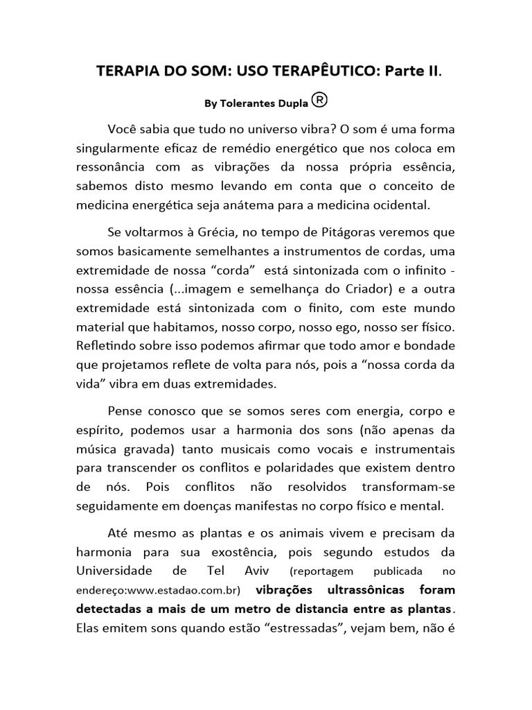 Terapia Do Som Ii | PDF | Som | Instrumentos de corda