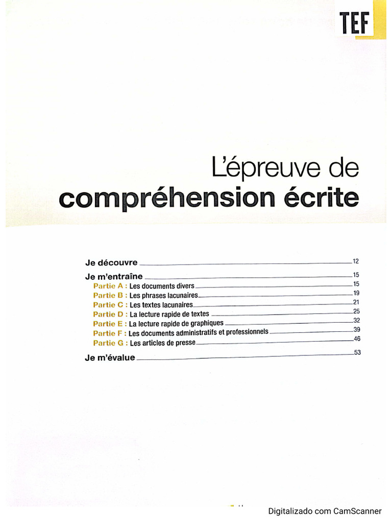 TEF / TEF Canada compréhension écrite | PDF