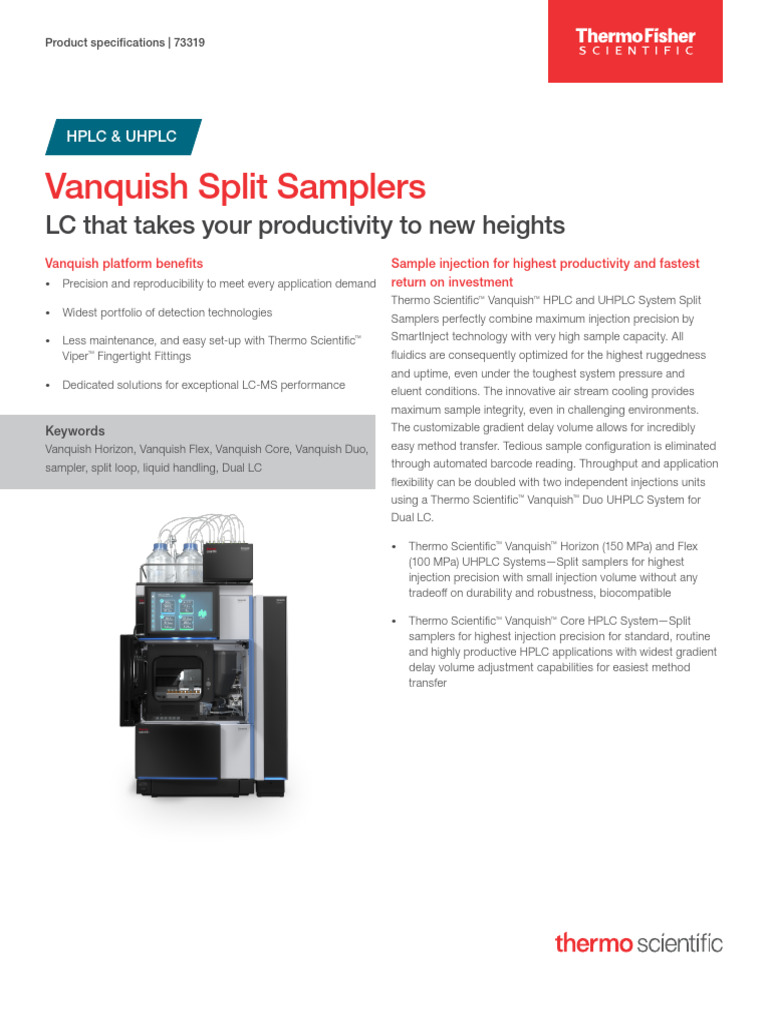 Vanquish Split Sampler - Product Specification PS73319-En 0922M - 2022 ...