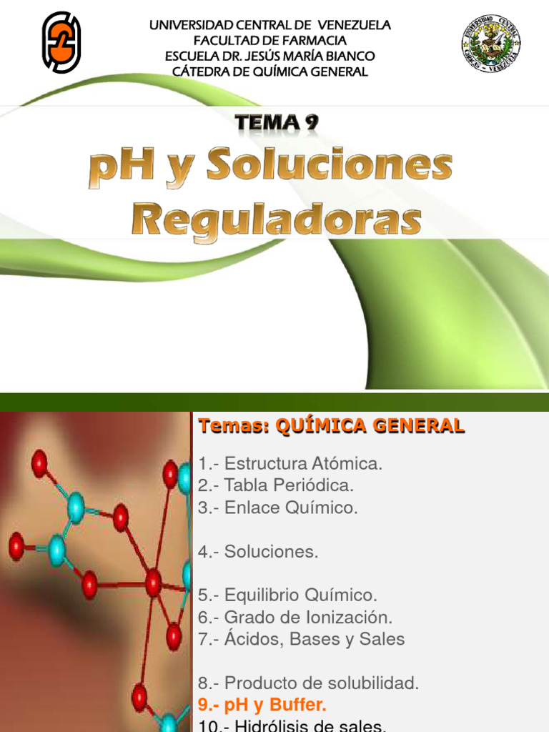 Tema N°9. PH y Soluciones Buffer | Descargar gratis PDF | Solución tampón | Ph