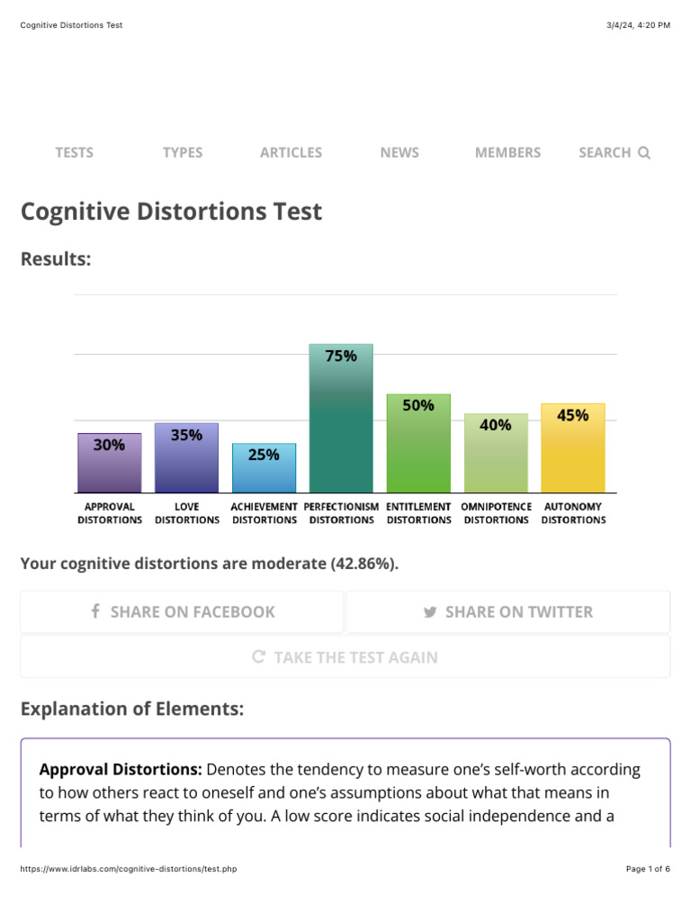 Cognitive Distortions Test Guide | PDF | Self Esteem | Happiness