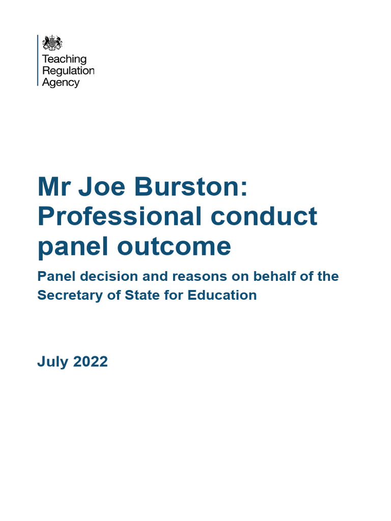 OFFICIAL SENSITIVE Burston Joe SoS Decision Redacted | PDF | Witness ...