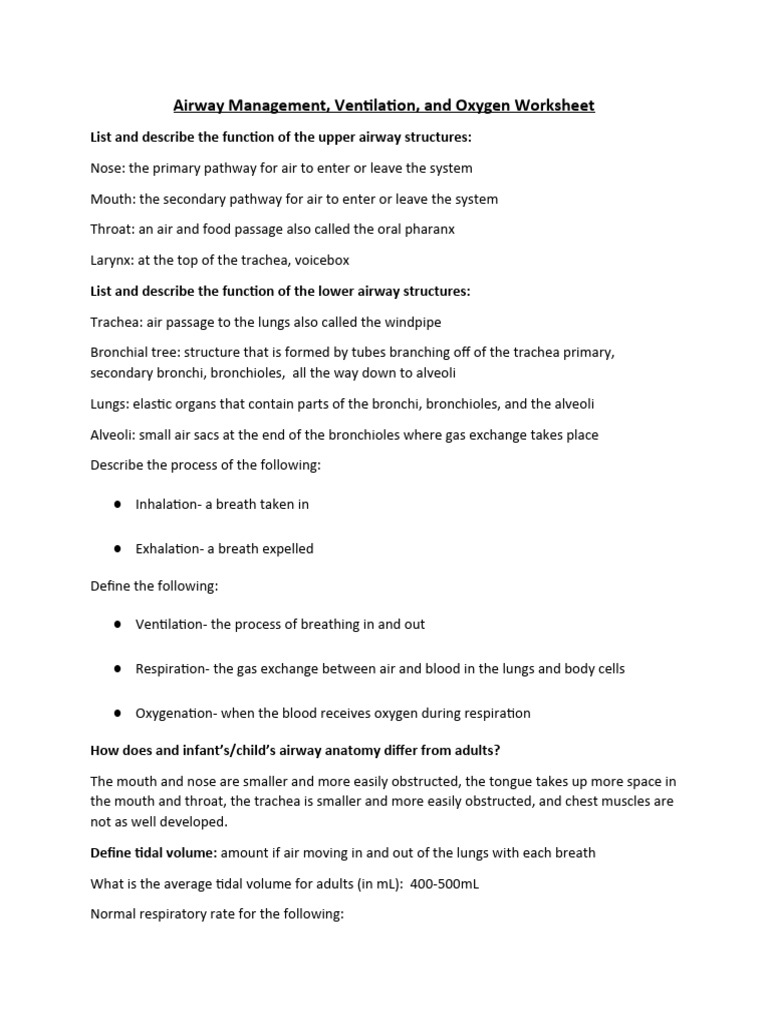 Airway Management, Ventilation, and Oxygen Therapy | PDF | Respiratory ...