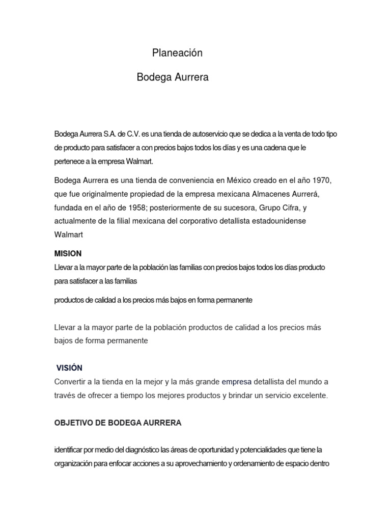 Planeacion de Bogega Aurera | PDF | Calidad (comercial) | Economias