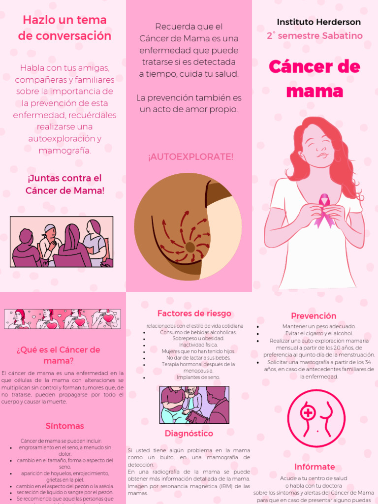 Folleto Sobre La Prevención Del Cáncer de Mama Ilustrado Moderno Rosa ...