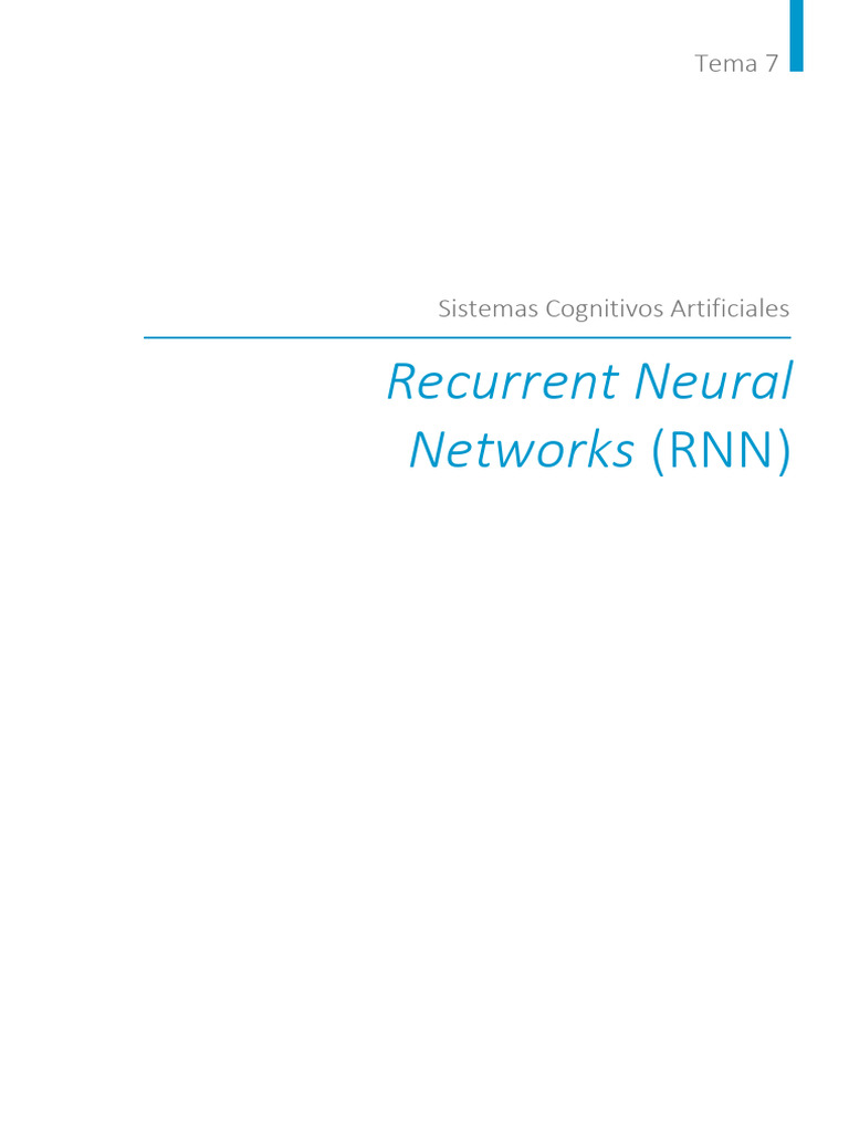 Sistemas Cognitivos Artificiales - 7 Recurrent Neural Networks (RNN ...