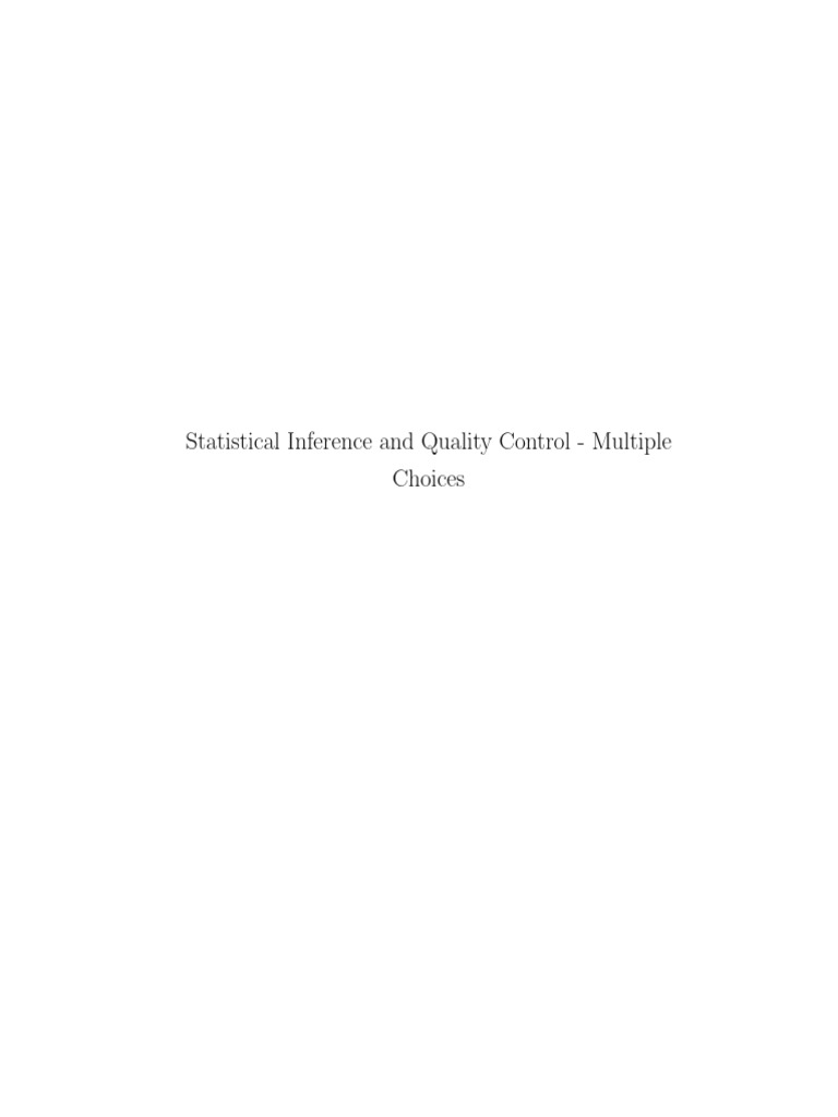 MCQ-Statistical Inference and Quality Control | PDF | Estimator ...