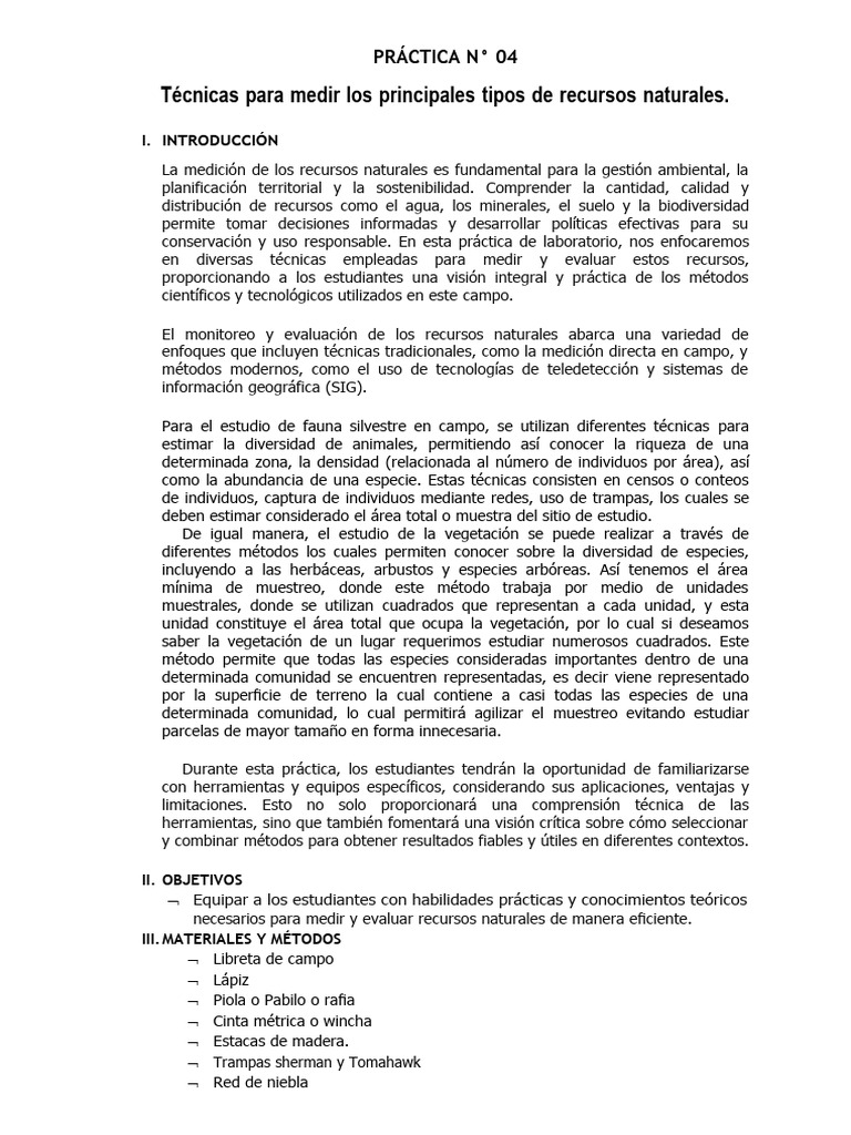 Práctica N 4 - Recursos Naturales | PDF | Biodiversidad | Sistema de información geográfica
