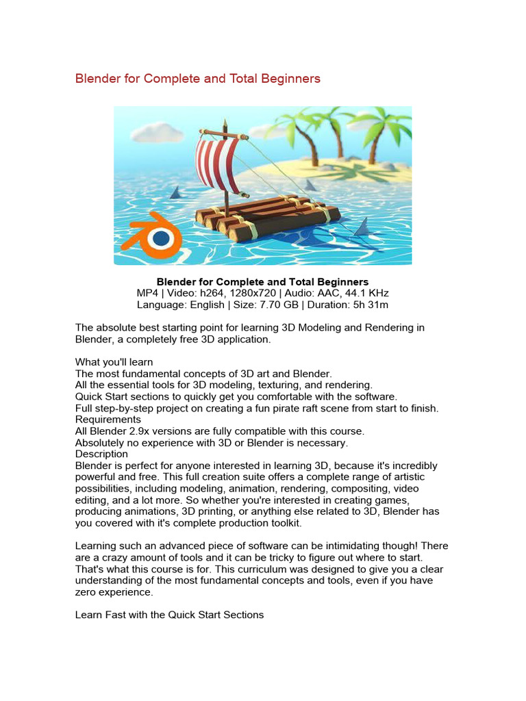 Blender For Complete and Total Beginners | PDF | 3 D Computer Graphics ...